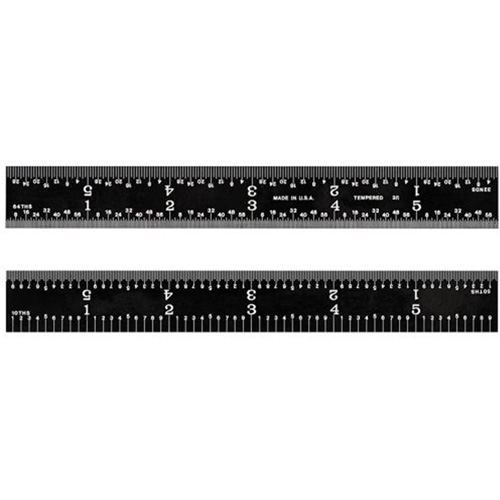 Fowler 52-337-012-0 12 Inch Black Rigid Rule 4R | ToolDiscounter