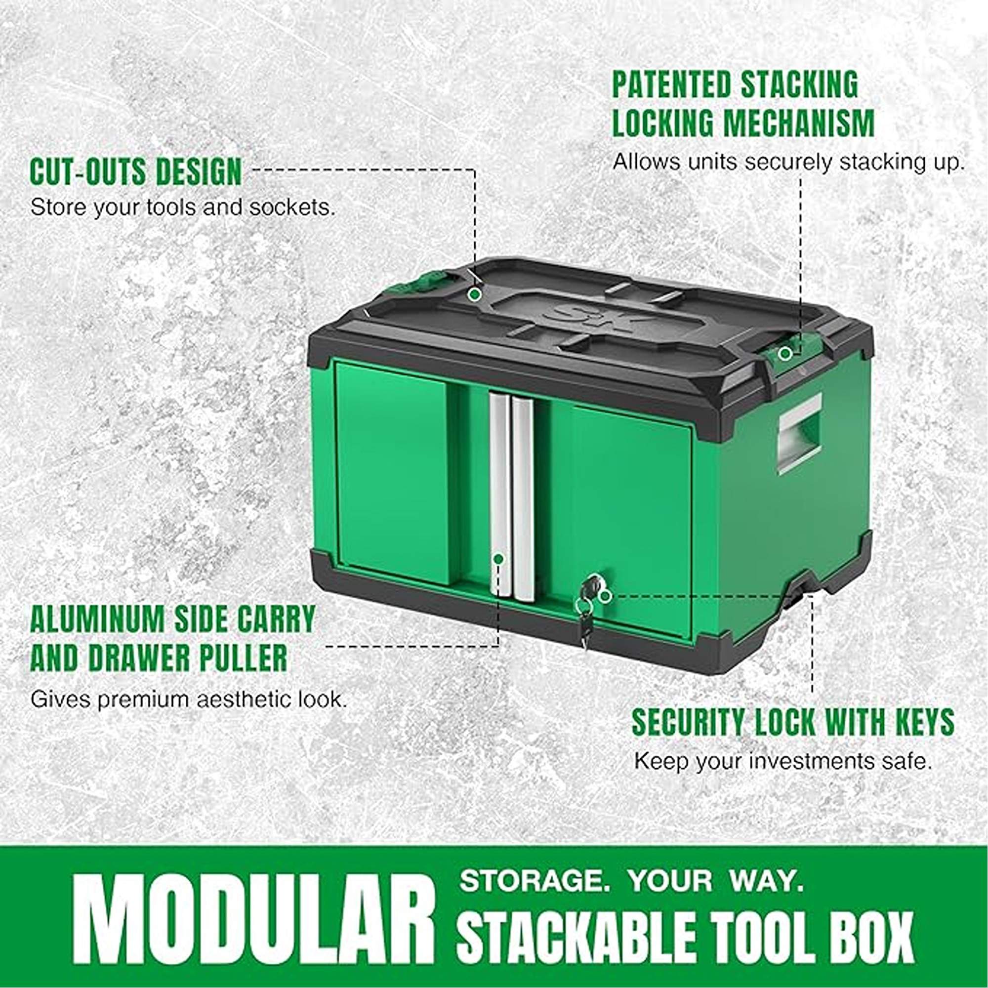 SK Hand Tool SK03103 Modular Stackable Steel Storage Tool Box with 2 ...
